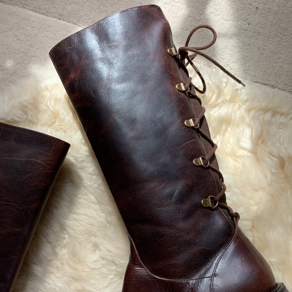 J. Jill | Shoes | J Jill Cognac Brown Leather Lace Up Boots | Poshmark